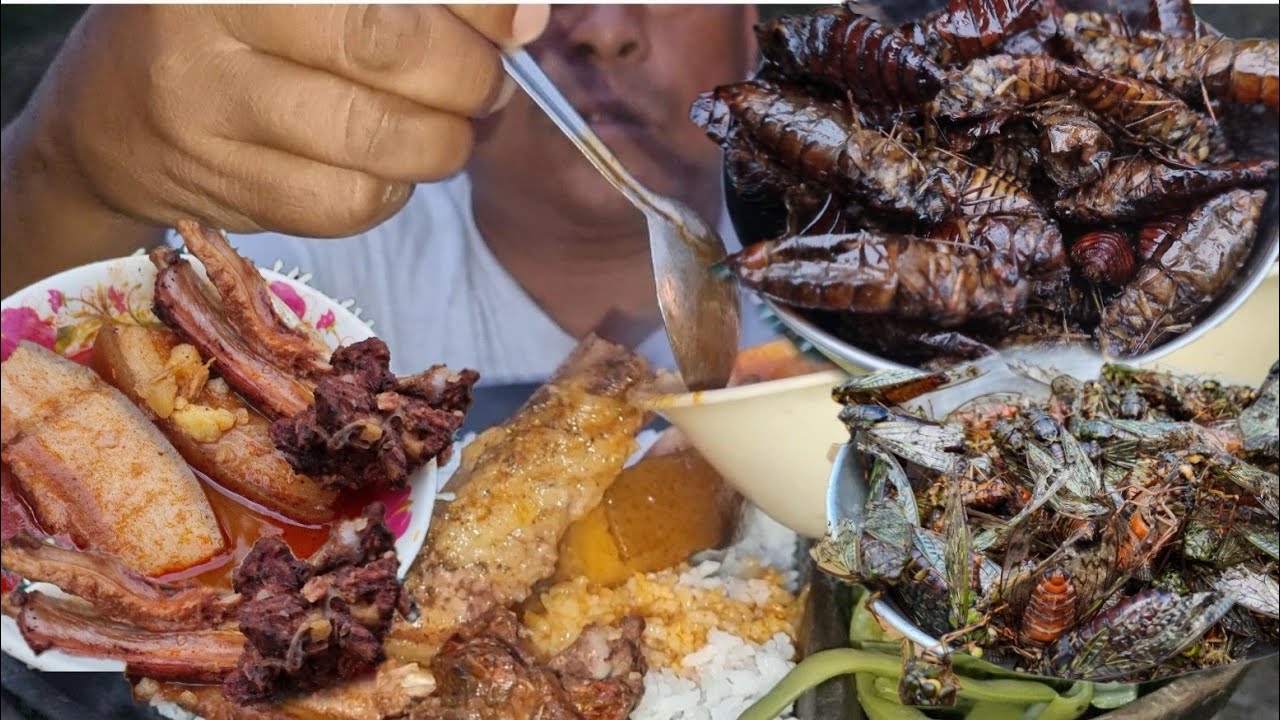The most famous cicadas fried &pork ribs with cabbage |@khipsvlog3739 ...