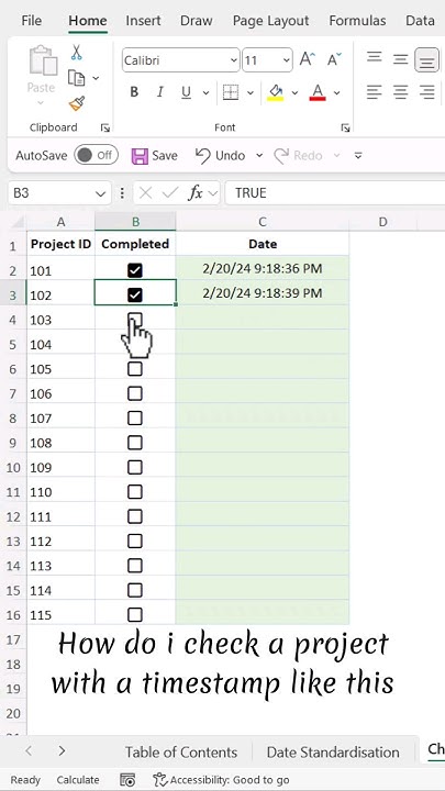 Insert Checkbox With Timestamp In Excel #excel #shorts #education #learning #data - YouTube
