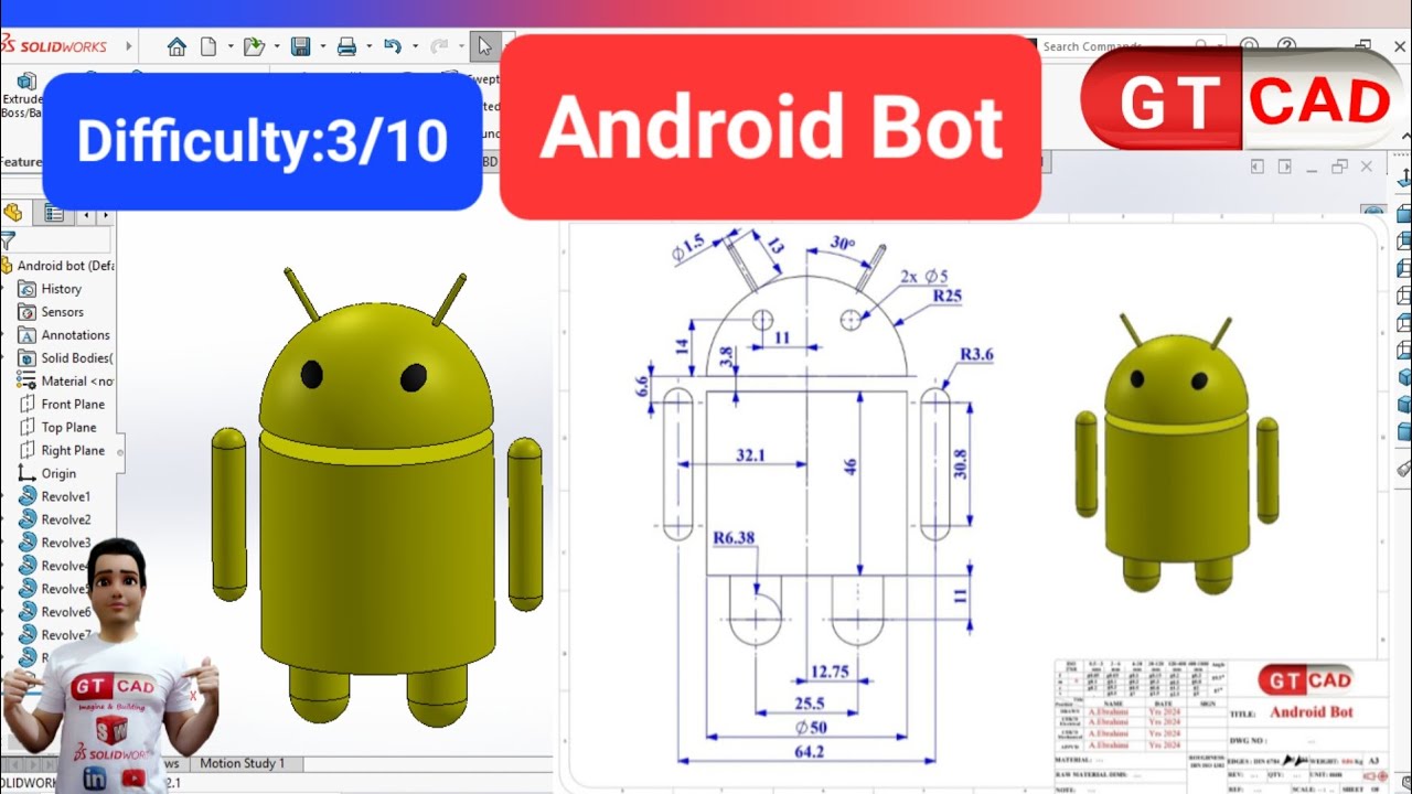 android bot|android pdf drawing in SolidWorks - YouTube