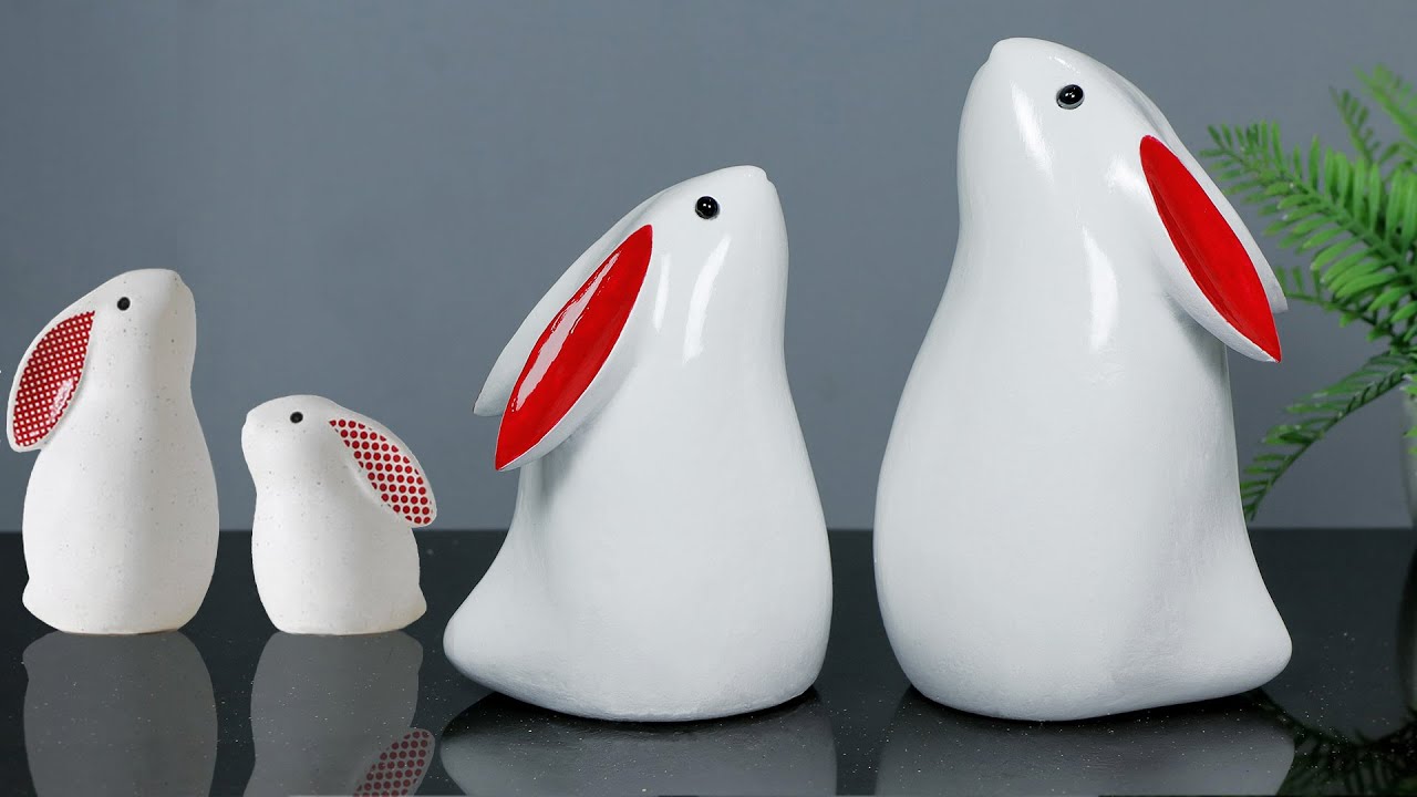 Amazing rabbit Showpiece making at home || Gift item showpiece making ...