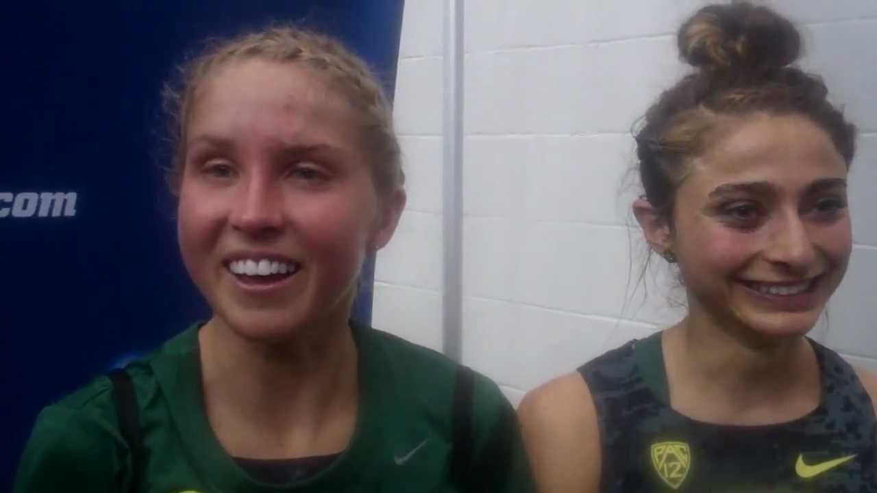 Oregon's Jordan Hasay and Alexi Pappas after the 5000 at 2013 NCAA ...
