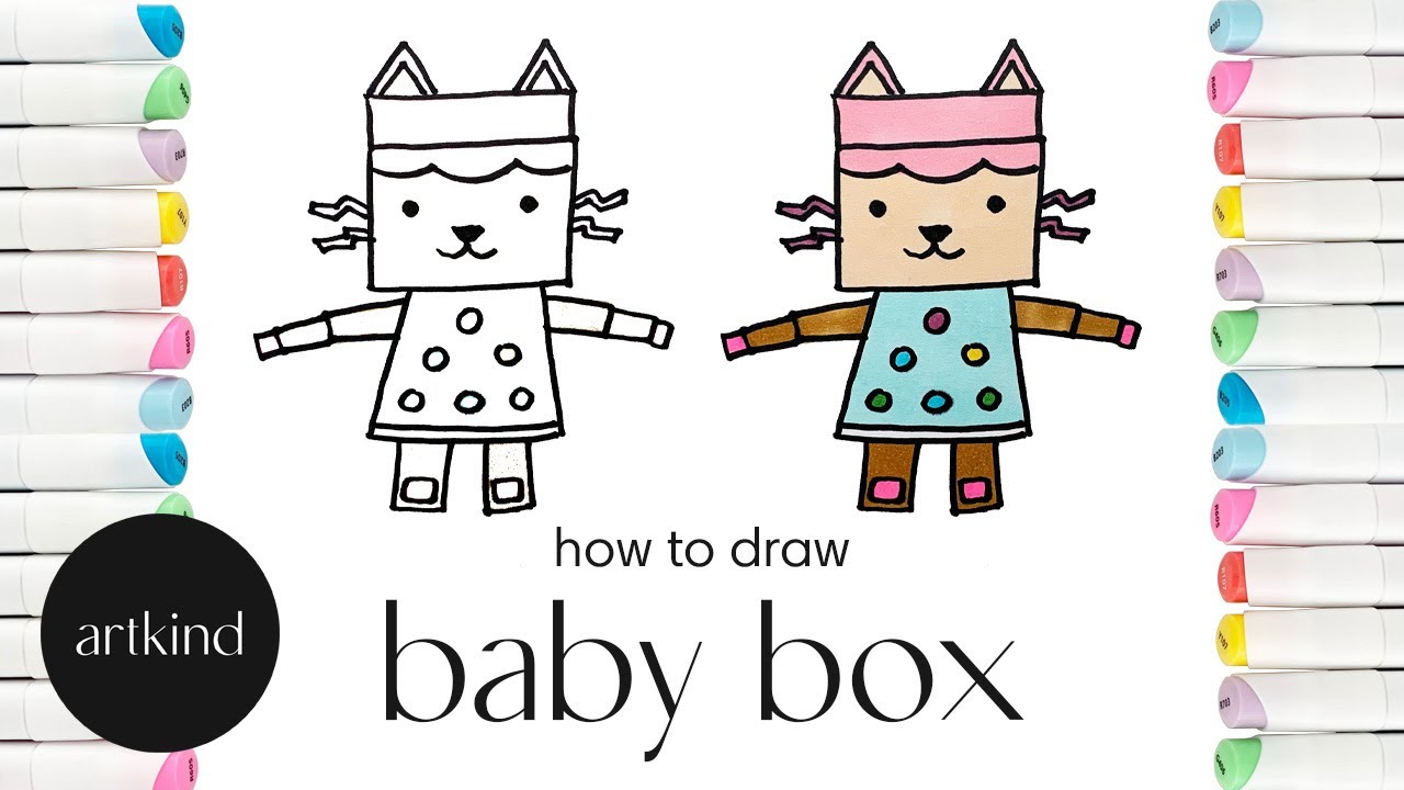 How To Draw Baby Box Cat From Gabby's Dollhouse - YouTube