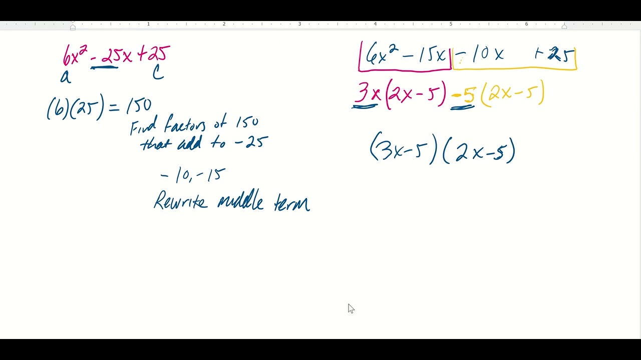 a*c method for factoring quadratics - YouTube