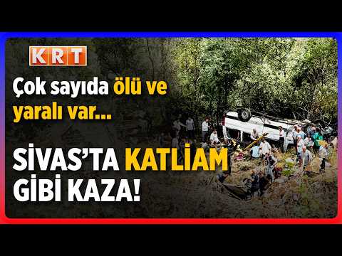 Sivas'ta korkunç kaza! Minibüs uçuruma yuvarlandı!