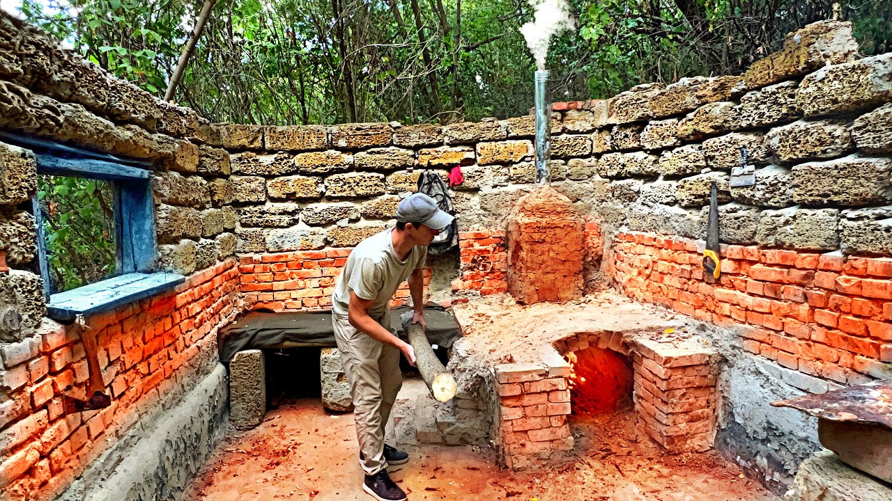 Building a Stone House | Warm and Cozy Secret Shelter | Bushcraft ...