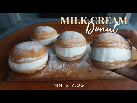 CARA BUAT DONAT CREAM SUSU super EMPUK #MILK CREAM DONUT #TAKARAN ...