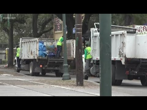 City trashes unattended ladders, chairs left along parade route - YouTube