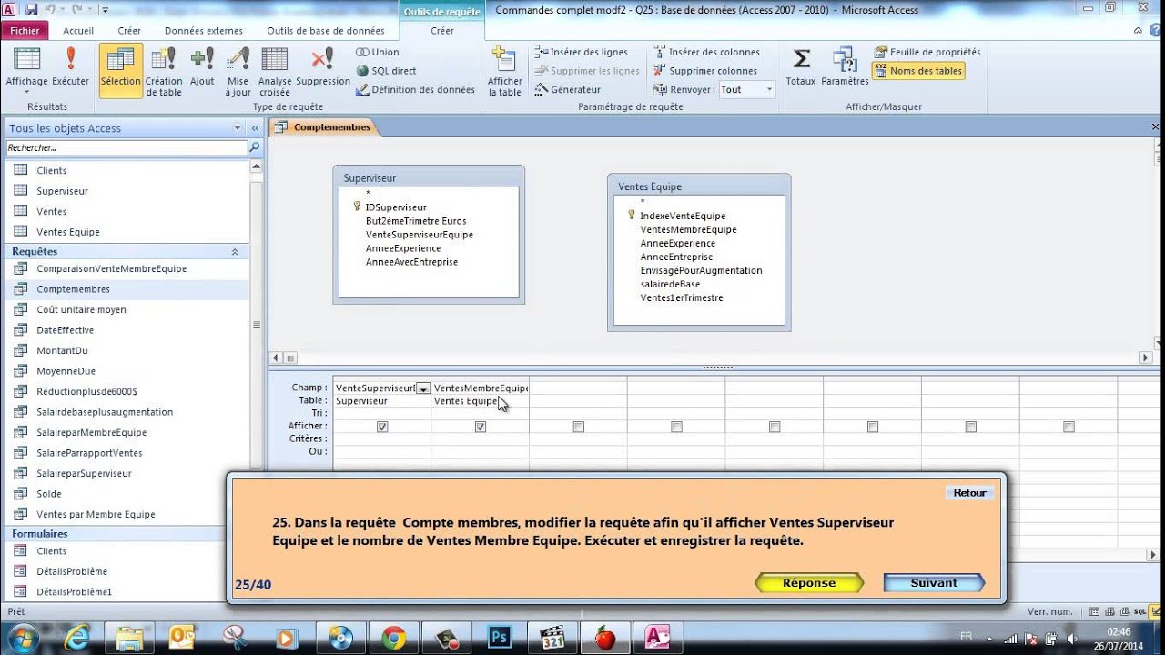 Examens MOS ACCESS 2010 Question 25 - YouTube