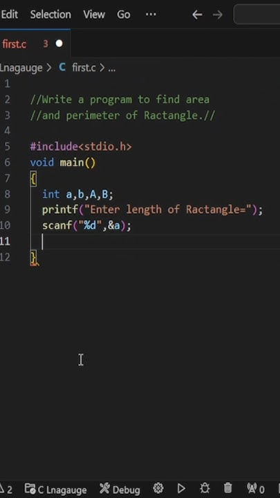 To find area and perimeter of ranctangle || C language #c #coding #clanguage - YouTube