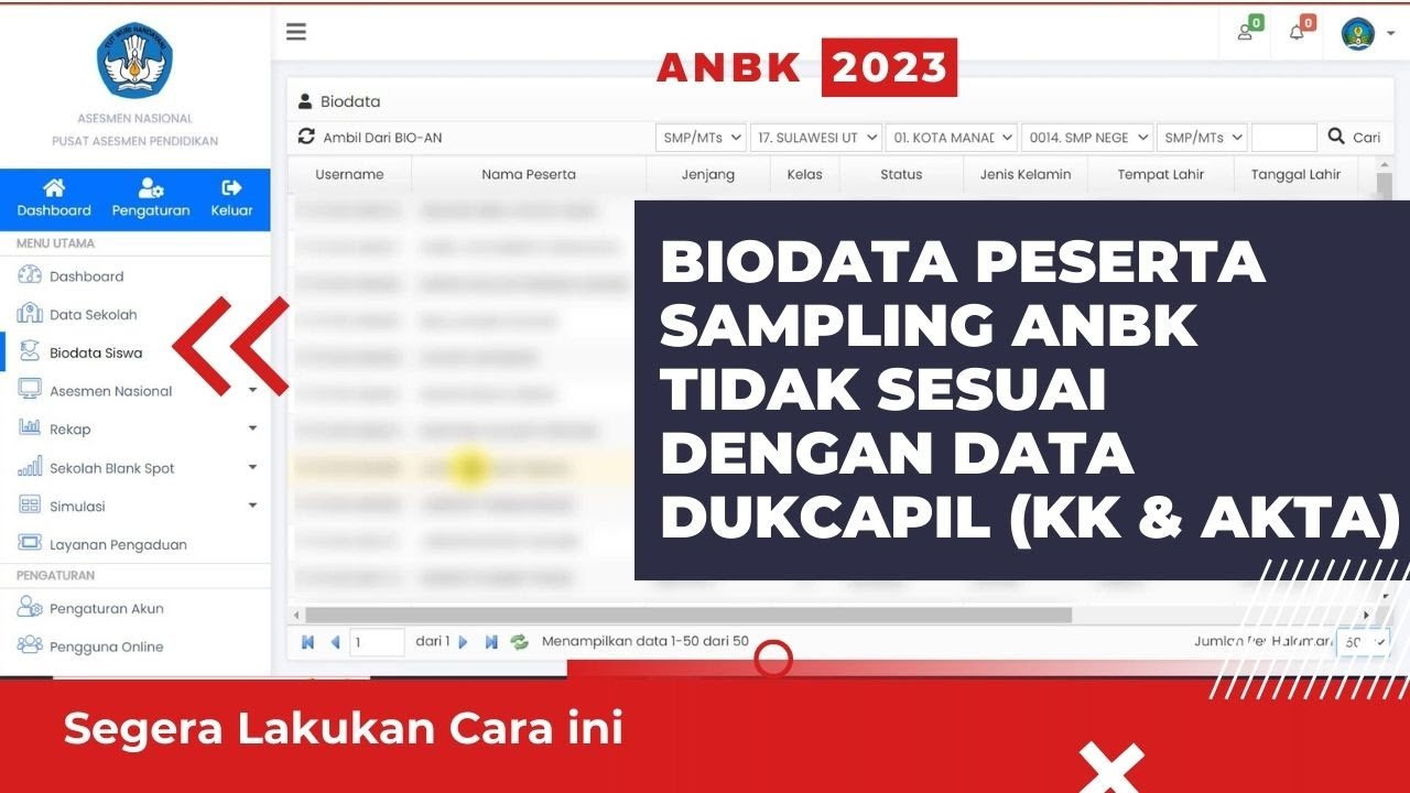 Cara Update / Tarik Data Biodata Peserta Sampling ANBK 2023 - YouTube
