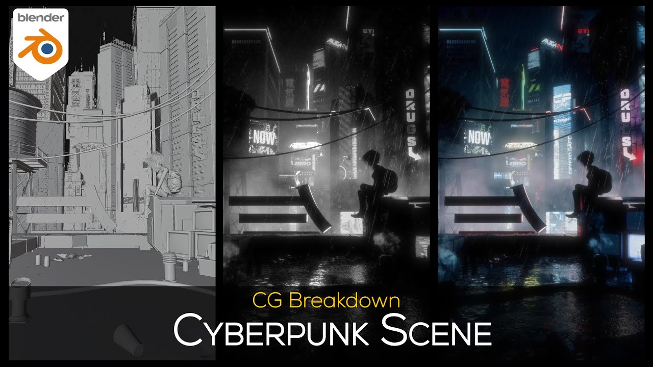Creating a CYBERPUNK Night Scene! | Blender Scene Breakdown - YouTube