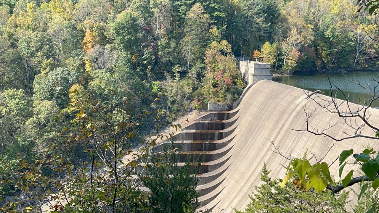 Liberty Reservoir Hydroelectric Dam in Fall - YouTube