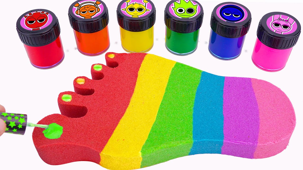 Satisfying Video l How to make Rainbow Toenail Cake WITH Kinetic Sand ...