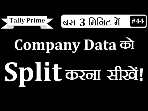Tally Prime :- How To Split Company Data | How To Split Company - YouTube
