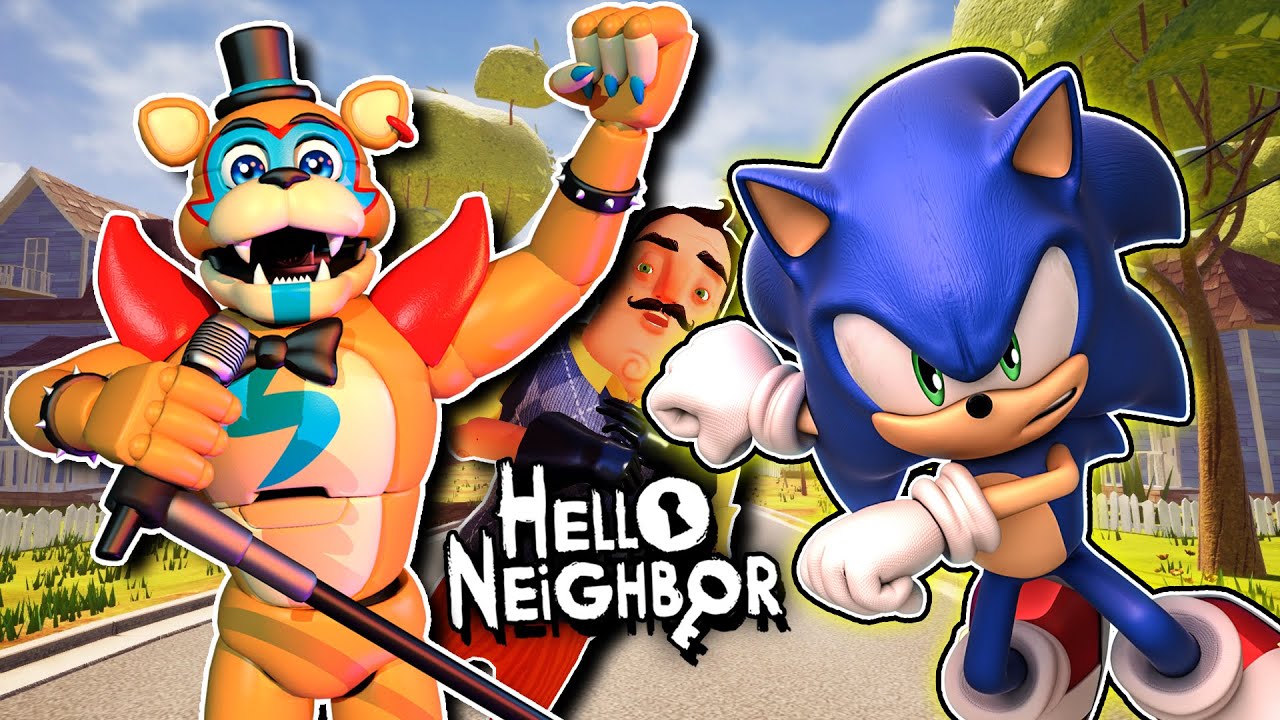 SONIC vs GLAMROCK FREDDY | Hello Neighbor Mod - YouTube