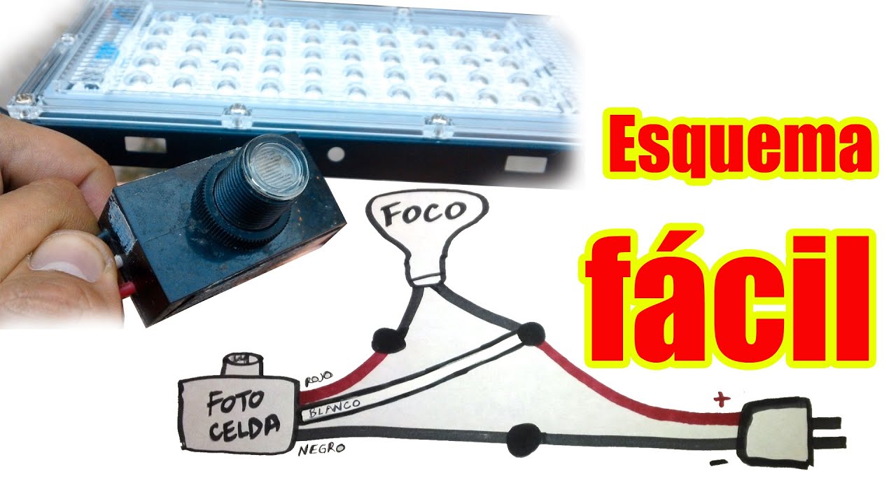 Conectar una fotocelda a un reflector Led para iluminación nocturna ...