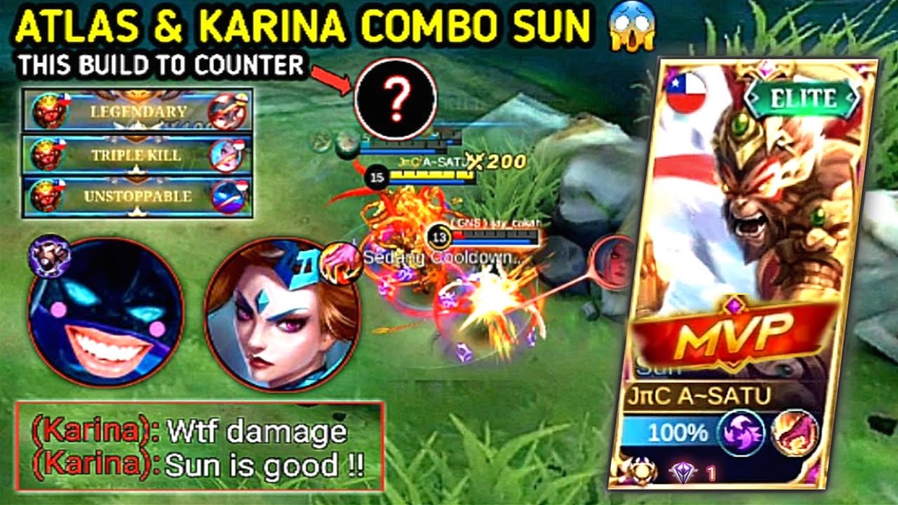 TOP 1 SUN ONE SHOT BUILD AND EMBLEM🔥 IN THIS BUILD TO COUNTER ATLAS AND ...
