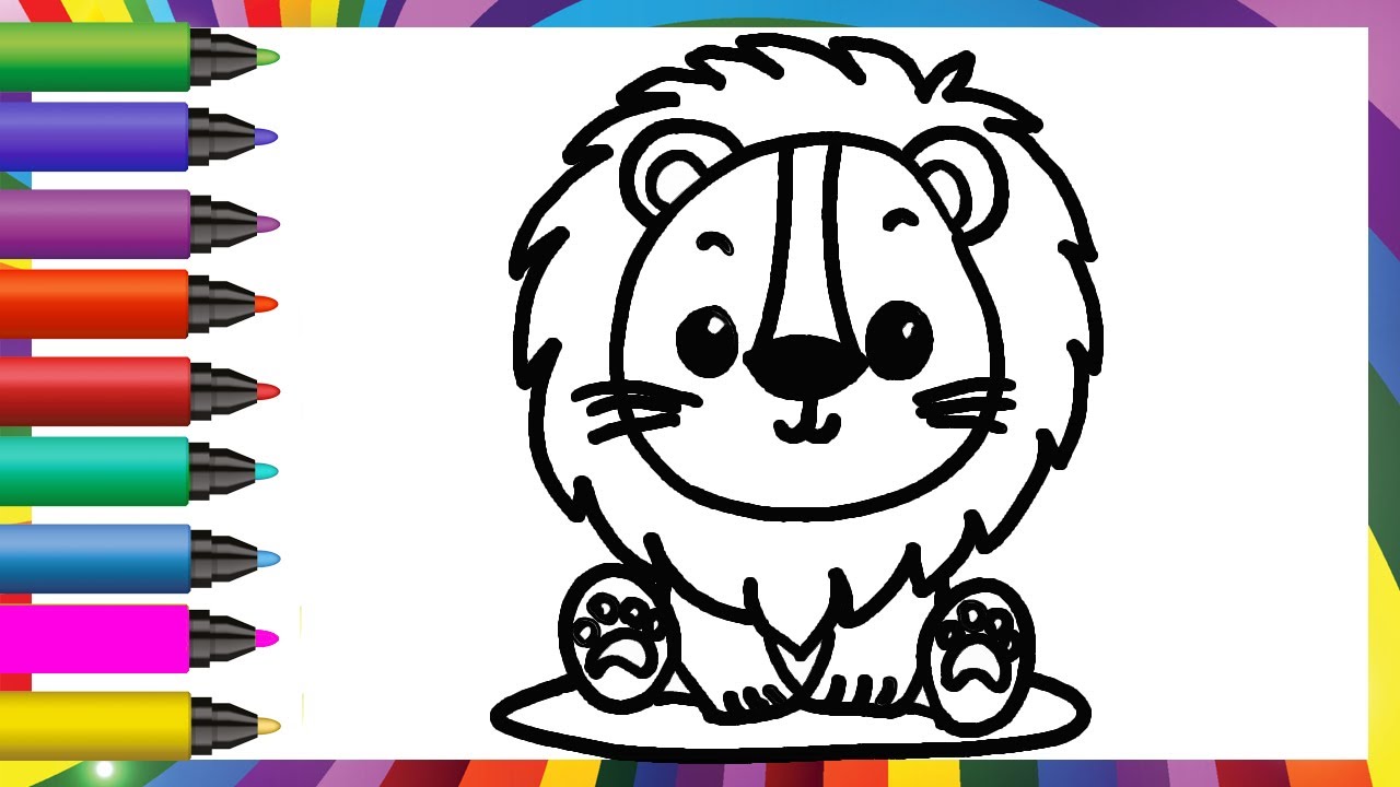 Drawing A Cute Lion 🦁👑🐾| How To Draw A Cute Lion Super Easy For Kids ...