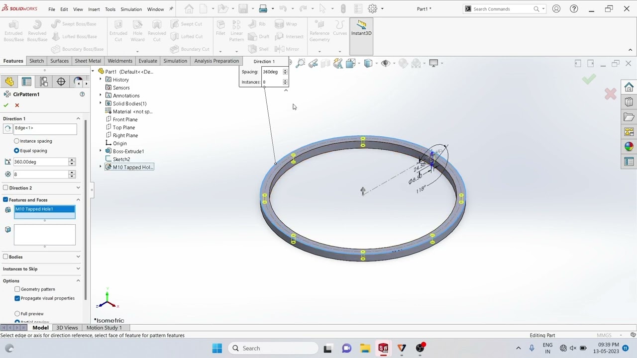 How To Use Circular Pattern In Solidworks YouTube How To Use Circular Pattern In Solidworks YouTube