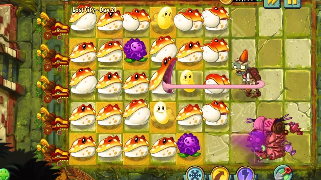 pvz2 gameplay ASMR day 21&22 lost city playing with sun frog and sun ...