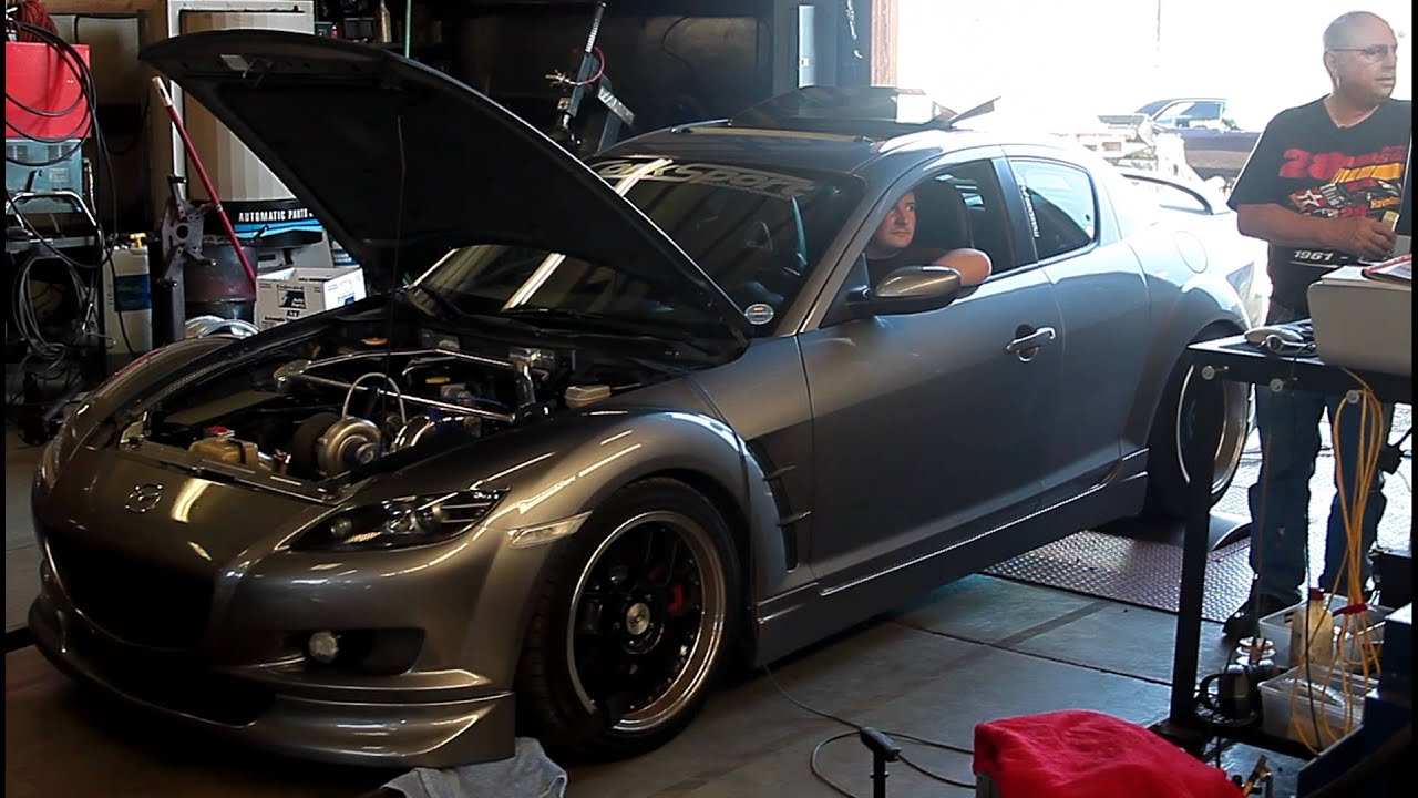 Custom Top Mount Turbo RX-8 on Dyno - YouTube