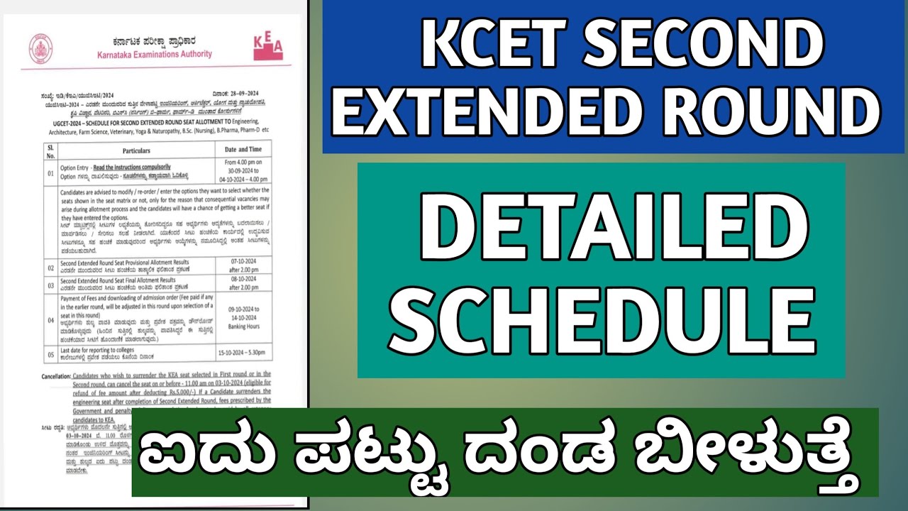 KCET SECOND EXTENDED ROUND 2024|KCET THIRD ROUND 2024|KCET TODAY UPDATE ...