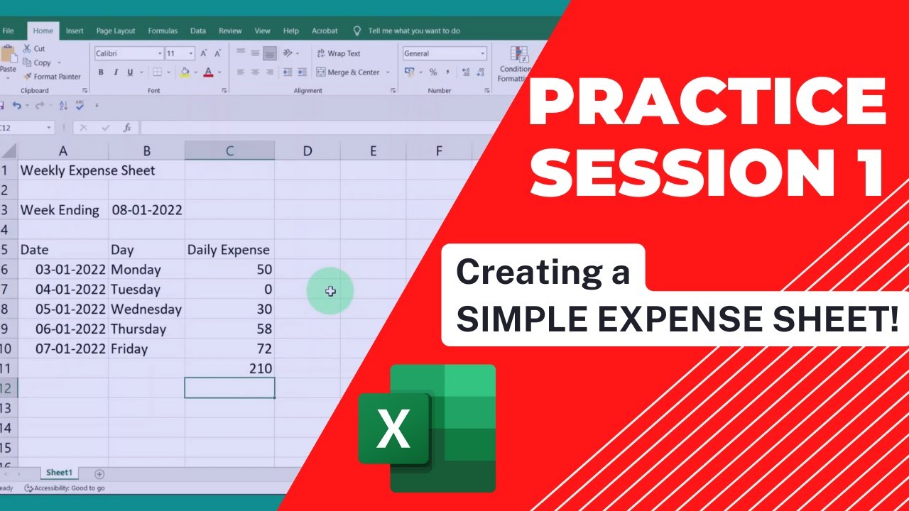 Creating a simple Expense Sheet - YouTube