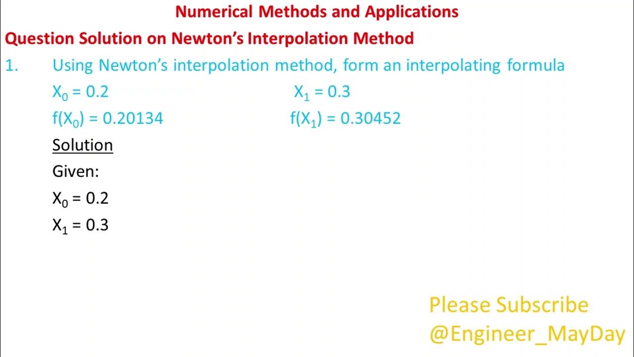Question Solution on Newton’s Interpolation Method - YouTube