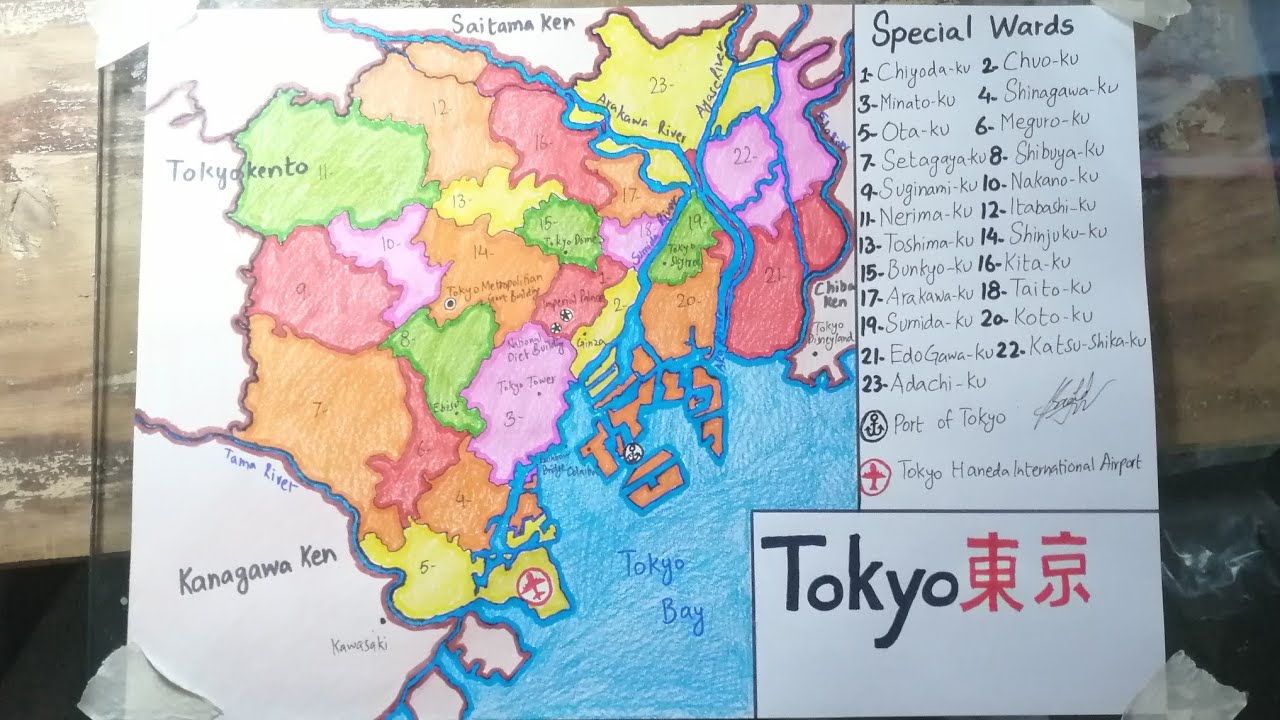 How to draw Tokyo map easy SAAD - YouTube