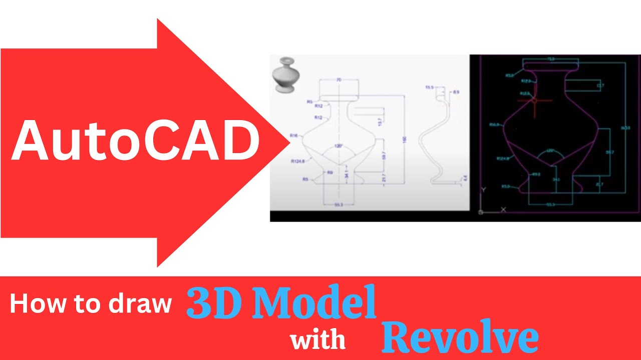AutoCAD (11): How to draw a 3D solid model by using Revolve Part 2 ...