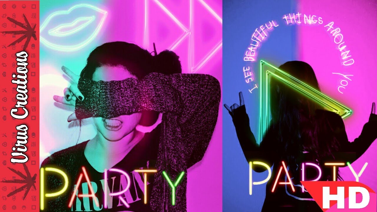 Picsart Tutorial | How to Create Neon Effect in Picsart | Party Effects ...