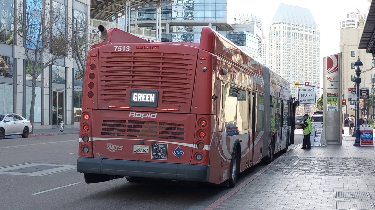 Trolley Shuttle San Diego MTS New Flyer XN60 7513 - YouTube