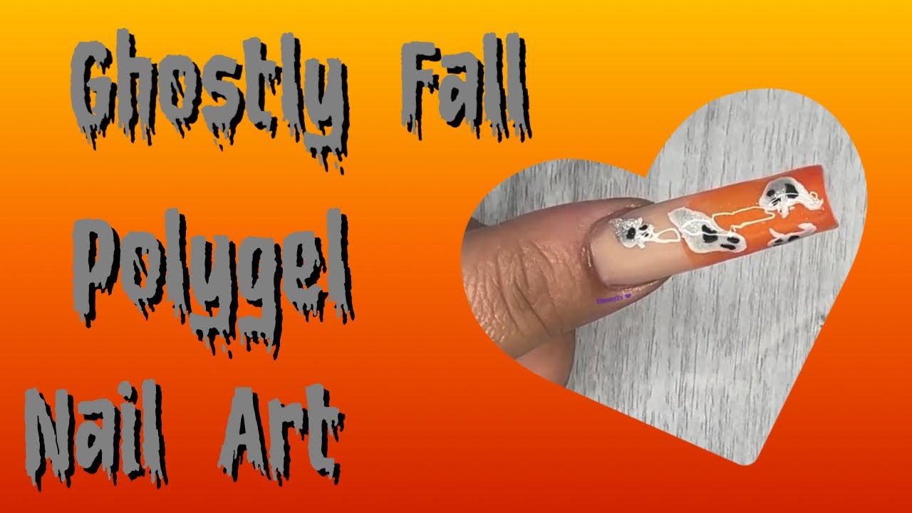Ghostly Fall Polygel beginner Nail Art - YouTube