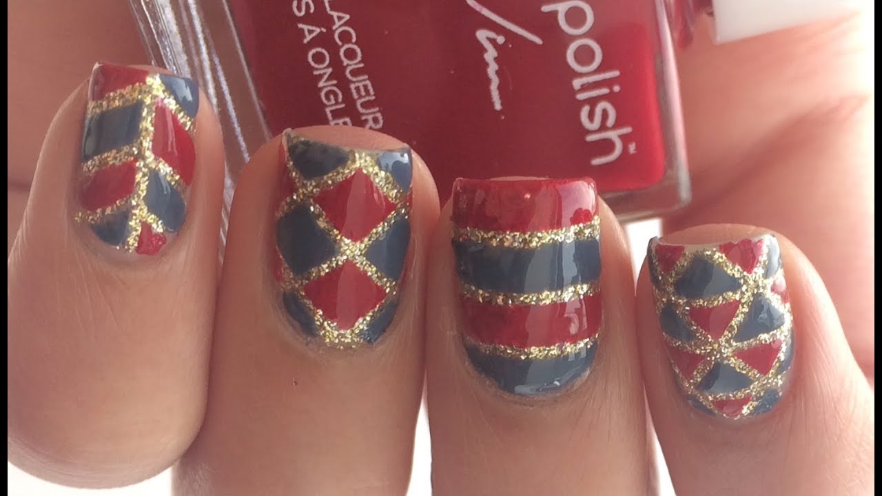Four Nail Art Designs Using Nail Tape - YouTube