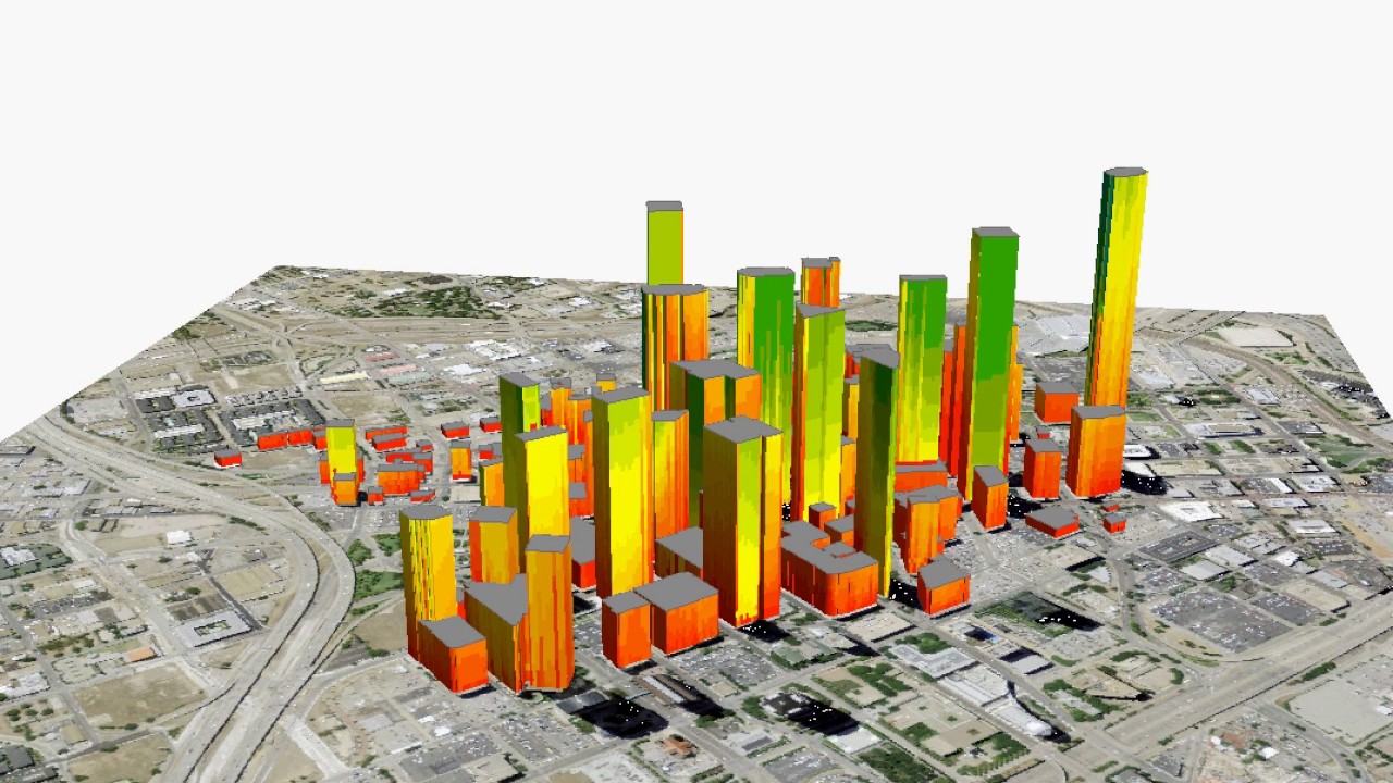3D Urban Floor Green View Visualization in downtown Dallas with ArcGIS ...