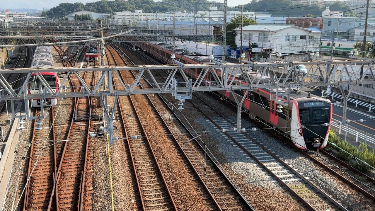 出場前の2両編成新型車両HB-E220系と出場前の1両編成HB-E220系、都営浅草線17T急行羽田空港行き5506-8、京急線67H「夏詣2025」特急三崎口行き1201！【令和7年8月2 ...