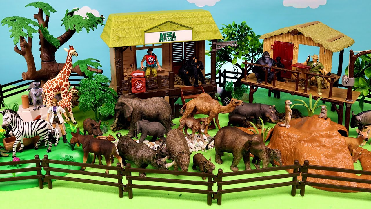 Fun Young and Big Animal Figurines on Animal Shelter Set - YouTube