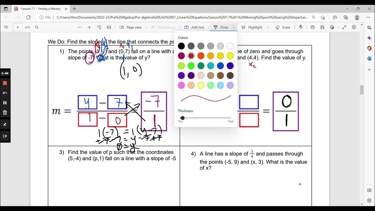 P7.7 - Finding a missing coordinate using Slope - Part 3 - YouTube