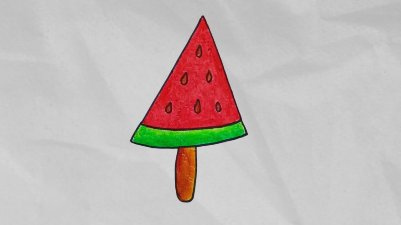 How to draw a cute watermelon ice cream easy for kids and toddlers # ...
