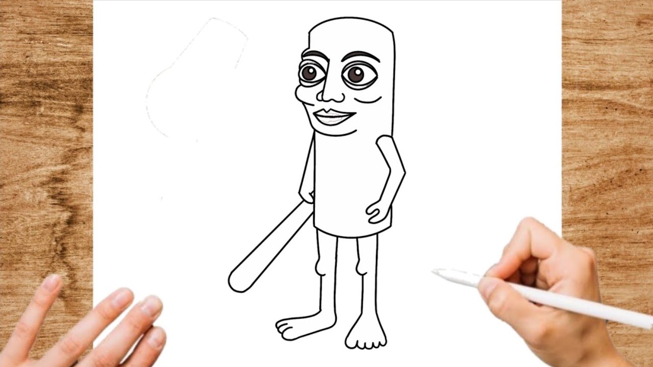 How To Draw TUNG TUNG SAHUR Easy | ANOMALI - YouTube