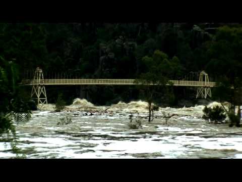 Launceston's Cataract Gorge in flood - YouTube