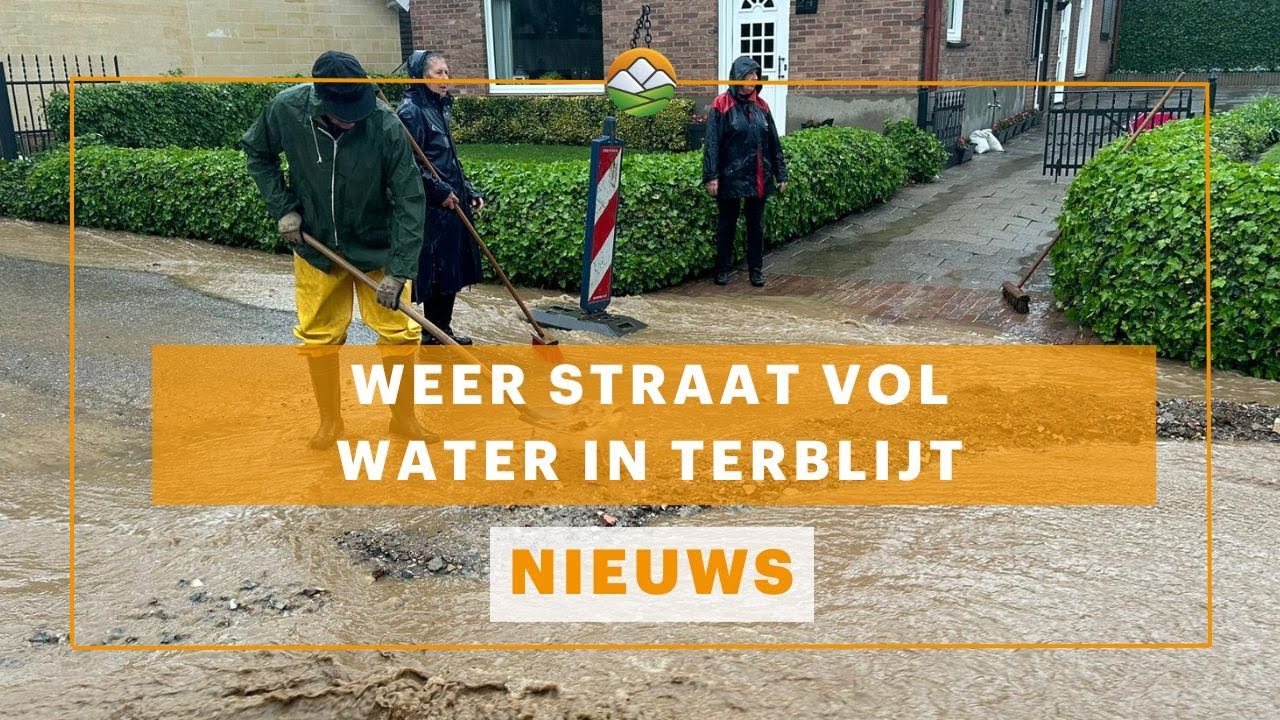 Weer straat vol water in Terblijt - YouTube