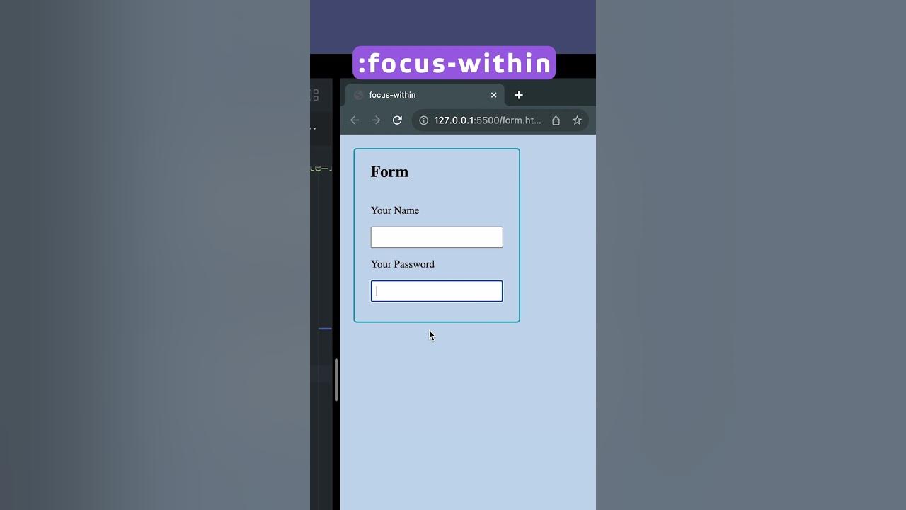 Css Focus Within крутая фича Shorts Htmlcss Css Frontend Javascript Coder Youtube 