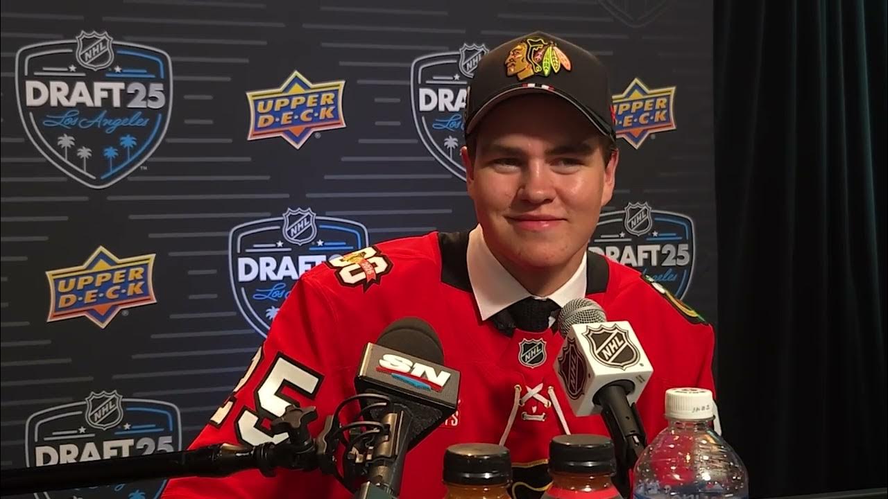 Anton Frondell Reacts To Going Third Overall To The Chicago Blackhawks At 2025 NHL Draft - YouTube