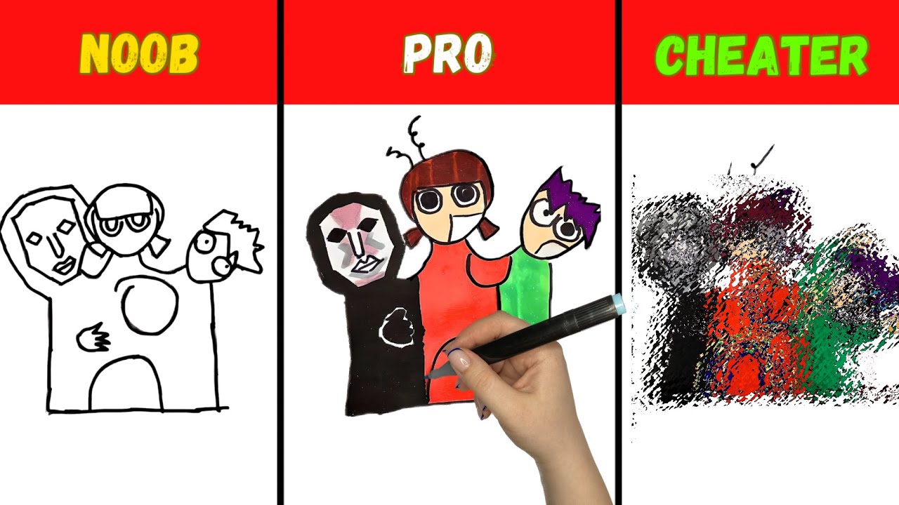 Squid Game Symbiosis: Noob VS Pro VS Cheater Drawing Challenge - YouTube
