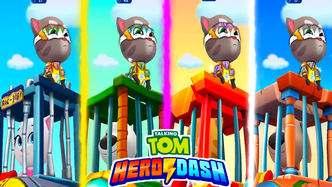 Talking Tom Hero Dash : White & Colour Mix Suit's For 4 Super Cat Tom ...