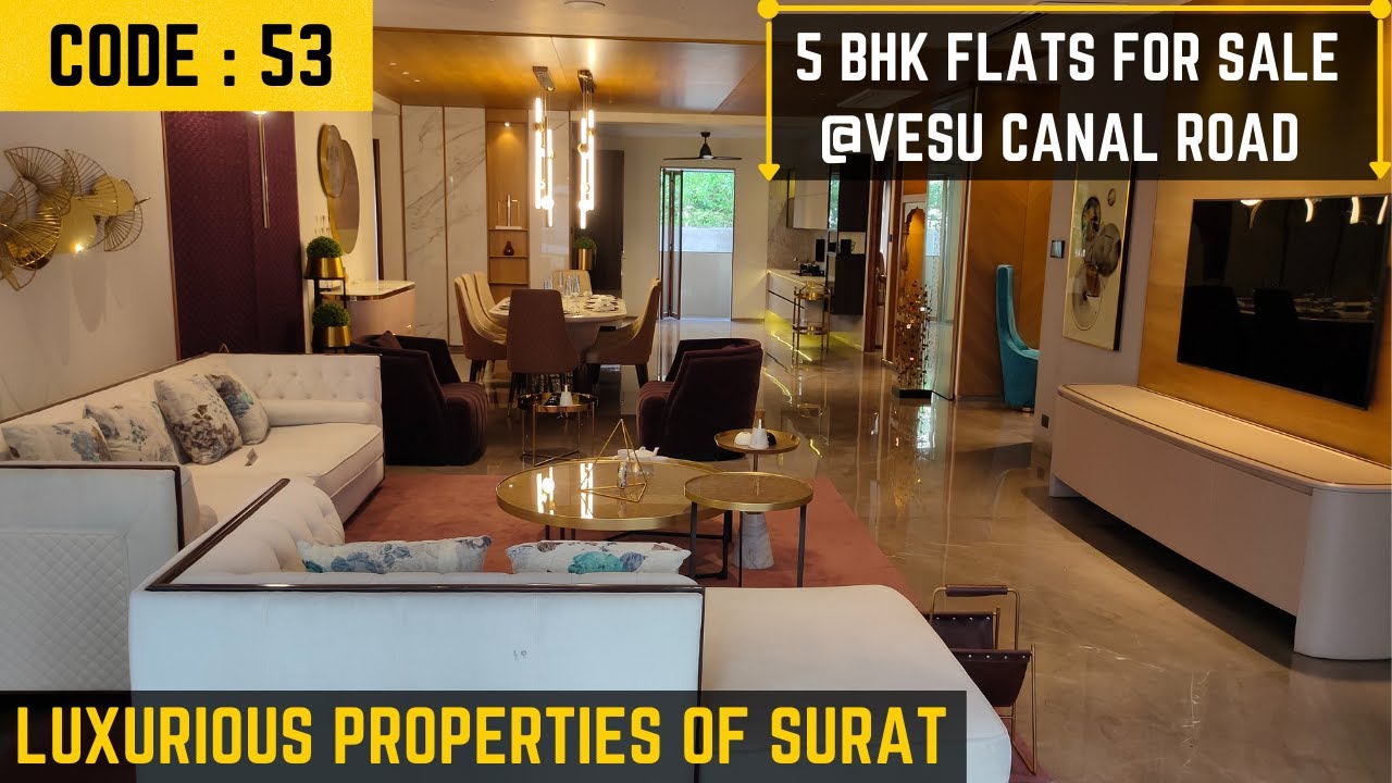 5 BHK SAMPLE FLAT TOUR AT VESU CANAL ROAD SURAT | GREEN VALLEY PROJECT ...