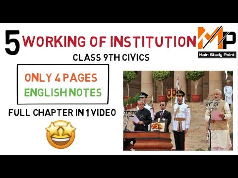 Working Of Institution chapter 5 class 9th civics with notes Main Point ...