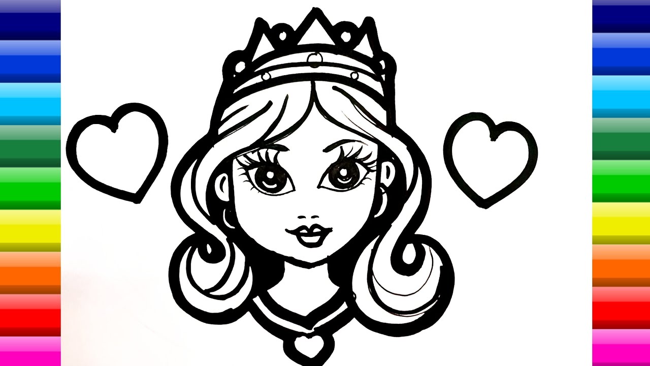 Princess Face Drawing, Painting and Coloring For kids & Toddlers, How ...