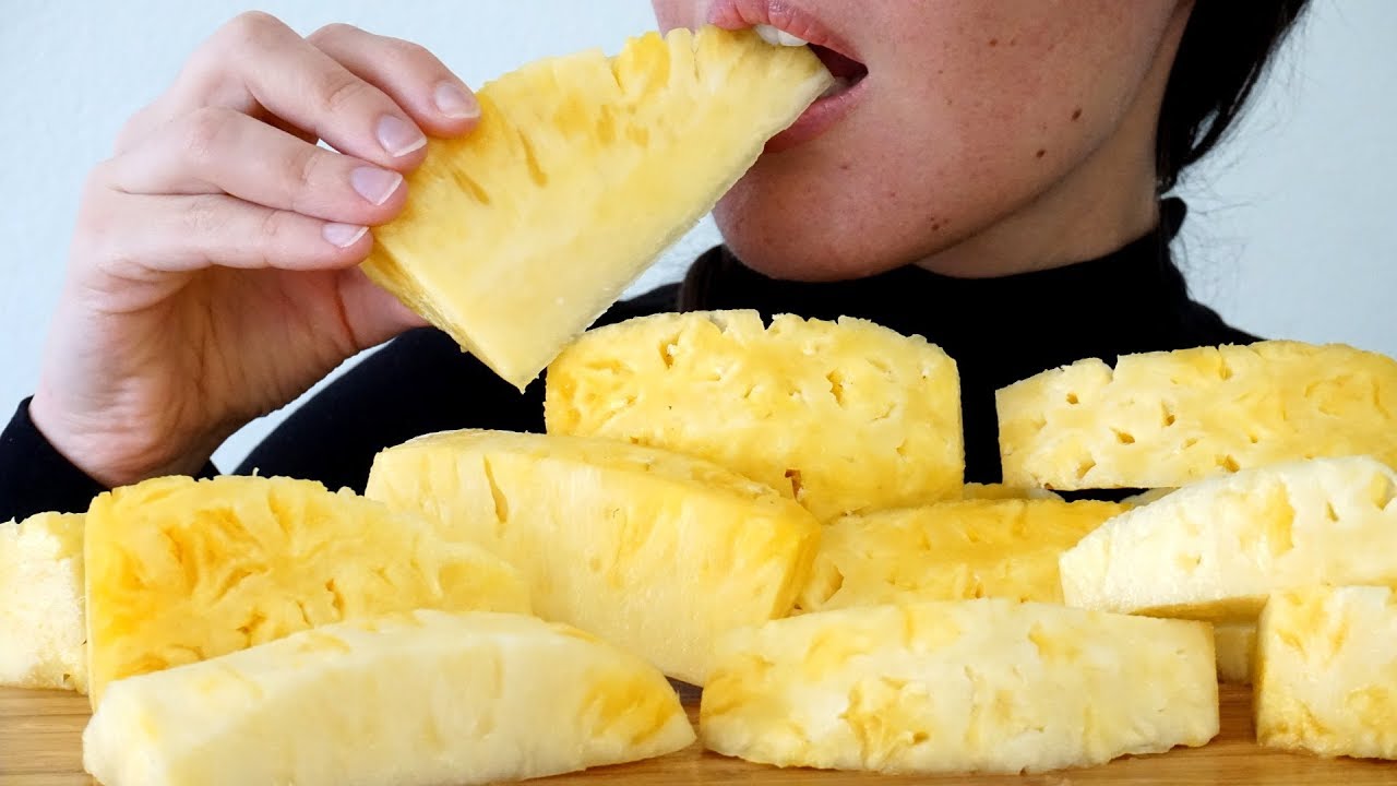 ASMR Eating Sounds: Sweet & Juicy Pineapple (No Talking) - YouTube